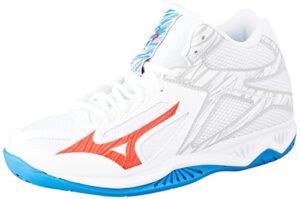 mizuno men's running volleyball shoe, wht fieryred frenchblue, 16