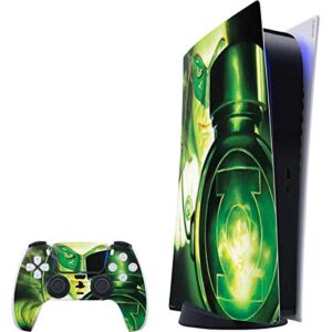 skinit decal gaming skin compatible with ps5 digital edition console + controller - officially licensed warner bros green lantern lamp design