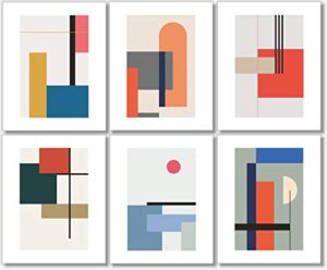 mid century contemporary wall art - modern abstract prints - (set of 6) – 8x10 - unframed - minimalism décor