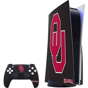 skinit decal gaming skin compatible with ps5 bundle - officially licensed university of oklahoma sooners black design