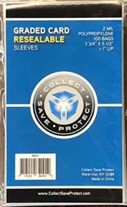 csp - sgc graded card sleeves resealable bag - 2 mil - 100 bags - protect sgc slabs from scratches