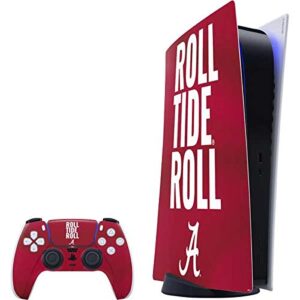 skinit decal gaming skin compatible with ps5 digital edition console + controller - officially licensed college alabama roll tide roll design