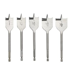 bluenathxrpr 5 pcs 1" to 1-1/2" wood spade drill bit set wood paddle flat bits