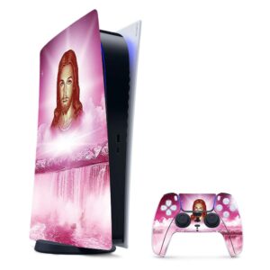 mightyskins gaming skin for ps5 / playstation 5 digital edition bundle - jesus | protective viny wrap | easy to apply and change style | made in the usa