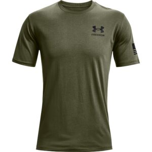 under armour men's new freedom flag t-shirt, marine od green (391)/black, large