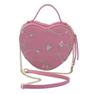 shop lc cute pink heart purse for women, faux leather heart shaped crossbody bags, zipper closure shoulder aesthetic bag valentines day gifts