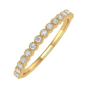 1/5 carat bezel set diamond wedding band ring in 10k yellow gold (ring size 4.75)