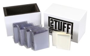 2tuff card armor size 1-200 count semi rigid card sleeves and 200 count soft sleeves with foam lined heavy duty psa bgs csg sgc submission box - standard size perfect for grading card submissions