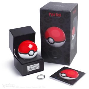 the wand company pokémon poké ball authentic replicas - realistic, electronic, die-cast poké ball with display case light features (original poké ball)