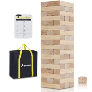 aivalas giant timber blocks games, 56 blocks large tower outdoor/indoor games - includes carry bag and scoreboard, wood stacking yard games grows from 2ft to over 4.2ft for kids adults family