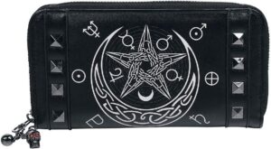 lost queen hollow zip around wallet moon star astrological solar system studded clutch