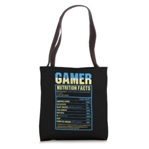 gamer nutrition facts - funny gamer tote bag