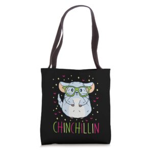 cute chinchillin funny pet lover tote bag