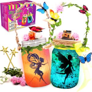 alritz fairy lantern craft kit - christmas gifts for kids girls - remote control mason jar night light - diy garden decorations art project ornaments, creative activities birthday ages 4 5 6 7 8 9+