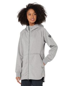 burton women's standard minxy full-zip fleece, sharkskin heather, x-small