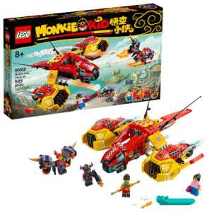 lego monkie kid: monkie kid’s cloud jet 80008 aircraft toy building kit (529 pieces) amazon exclusive