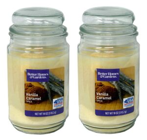 candle-lit better homes gardens 18oz scented candle, vanilla caramel spice 2-pack light caramel cream 18oz (510g) x 2 [excluding glass jar weight] rg18-51447x2