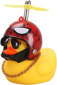 laye car decoration rubber duck helmet toys,yellow duck car dashboard decorations with propeller helmet for adults, kids, women, men(spiderman)