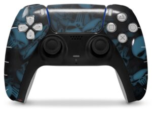 wraptorskinz skin wrap compatible with sony ps5 dualsense controller skulls confetti blue (controller not included)