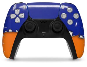 wraptorskinz skin wrap compatible with sony ps5 dualsense controller ripped colors blue orange (controller not included)