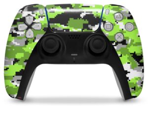 wraptorskinz skin wrap compatible with sony ps5 dualsense controller wraptorcamo digital camo neon green (controller not included)