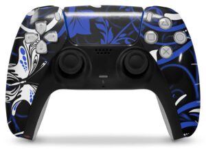 wraptorskinz skin wrap compatible with sony ps5 dualsense controller twisted garden blue and white (controller not included)