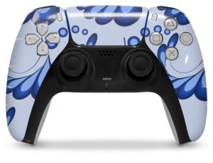 wraptorskinz skin wrap compatible with sony ps5 dualsense controller petals blue (controller not included)