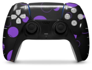 wraptorskinz skin wrap compatible with sony ps5 dualsense controller lots of dots purple on black (controller not included)