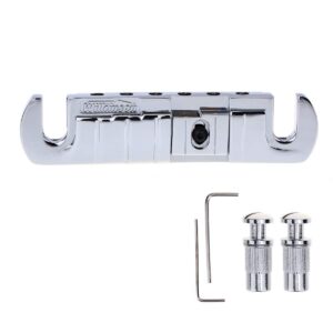 wilkinson gtb adjustable intonated wraparound bridge tailpiece for les paul style electric guitar, chrome