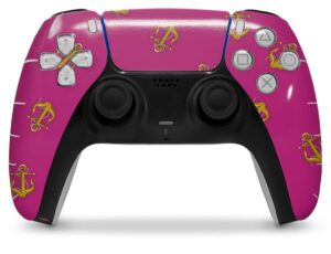 wraptorskinz skin wrap compatible with sony ps5 dualsense controller anchors away fuschia hot pink (controller not included)