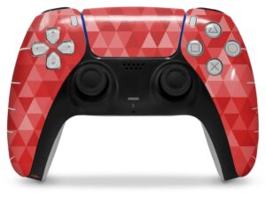 wraptorskinz skin wrap compatible with sony ps5 dualsense controller triangle mosaic red (controller not included)