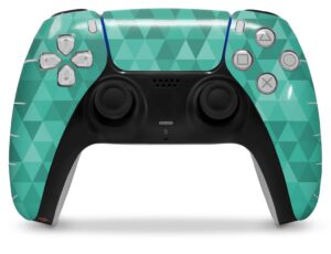 wraptorskinz skin wrap compatible with sony ps5 dualsense controller triangle mosaic seafoam green (controller not included)