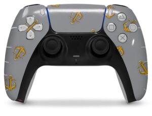 wraptorskinz skin wrap compatible with sony ps5 dualsense controller anchors away gray (controller not included)