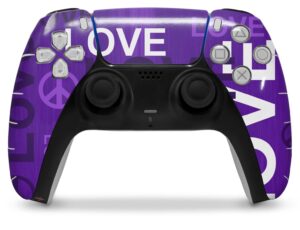 wraptorskinz skin wrap compatible with sony ps5 dualsense controller love and peace purple (controller not included)