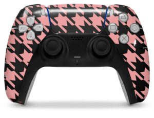 wraptorskinz skin wrap compatible with sony ps5 dualsense controller houndstooth pink on black (controller not included)