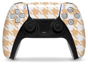 wraptorskinz skin wrap compatible with sony ps5 dualsense controller houndstooth peach (controller not included)