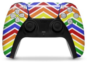 wraptorskinz skin wrap compatible with sony ps5 dualsense controller zig zag rainbow (controller not included)