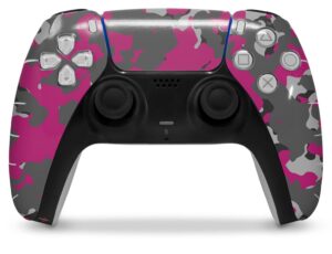 wraptorskinz skin wrap compatible with sony ps5 dualsense controller wraptorcamo old school camouflage camo fuschia hot pink (controller not included)