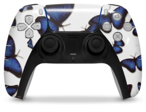 wraptorskinz skin wrap compatible with sony ps5 dualsense controller butterflies blue (controller not included)