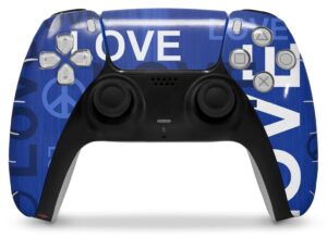 wraptorskinz skin wrap compatible with sony ps5 dualsense controller love and peace blue (controller not included)