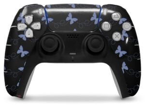 wraptorskinz skin wrap compatible with sony ps5 dualsense controller pastel butterflies blue on black (controller not included)