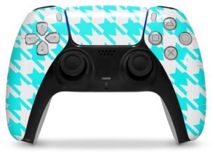 wraptorskinz skin wrap compatible with sony ps5 dualsense controller houndstooth neon teal (controller not included)