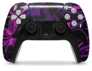 wraptorskinz skin wrap compatible with sony ps5 dualsense controller twisted garden purple and hot pink (controller not included)