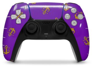 wraptorskinz skin wrap compatible with sony ps5 dualsense controller anchors away purple (controller not included)