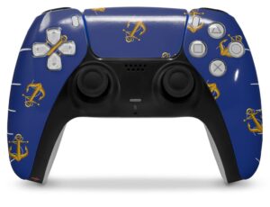 wraptorskinz skin wrap compatible with sony ps5 dualsense controller anchors away blue (controller not included)