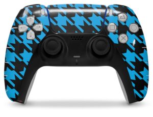 wraptorskinz skin wrap compatible with sony ps5 dualsense controller houndstooth blue neon on black (controller not included)