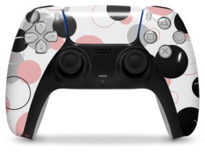 wraptorskinz skin wrap compatible with sony ps5 dualsense controller lots of dots pink on white (controller not included)