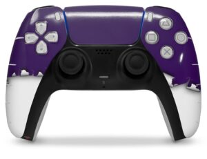 wraptorskinz skin wrap compatible with sony ps5 dualsense controller ripped colors purple white (controller not included)