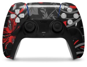 wraptorskinz skin wrap compatible with sony ps5 dualsense controller twisted garden gray and red (controller not included)