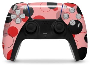 wraptorskinz skin wrap compatible with sony ps5 dualsense controller lots of dots red on pink (controller not included)